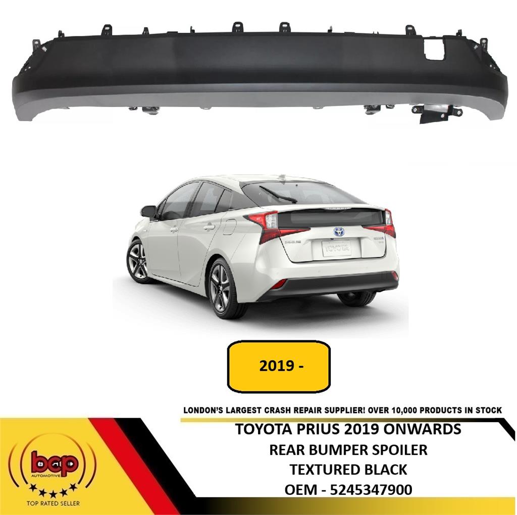 TOYOTA PRIUS 2019 ON REAR BUMPER LOWER SPOILER BLACK NO PARKING SENSOR ...